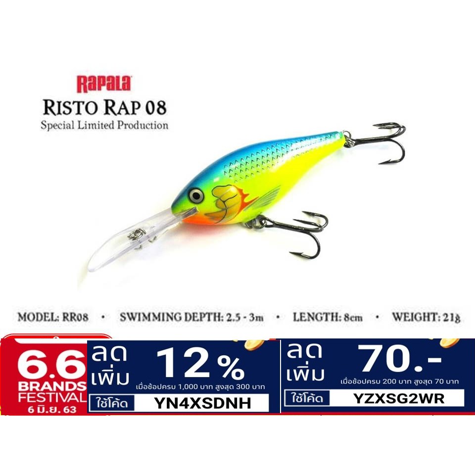 Rapala Risto rap RR8 ราพาล่า ริสโต้ 8ซม. | Shopee Thailand