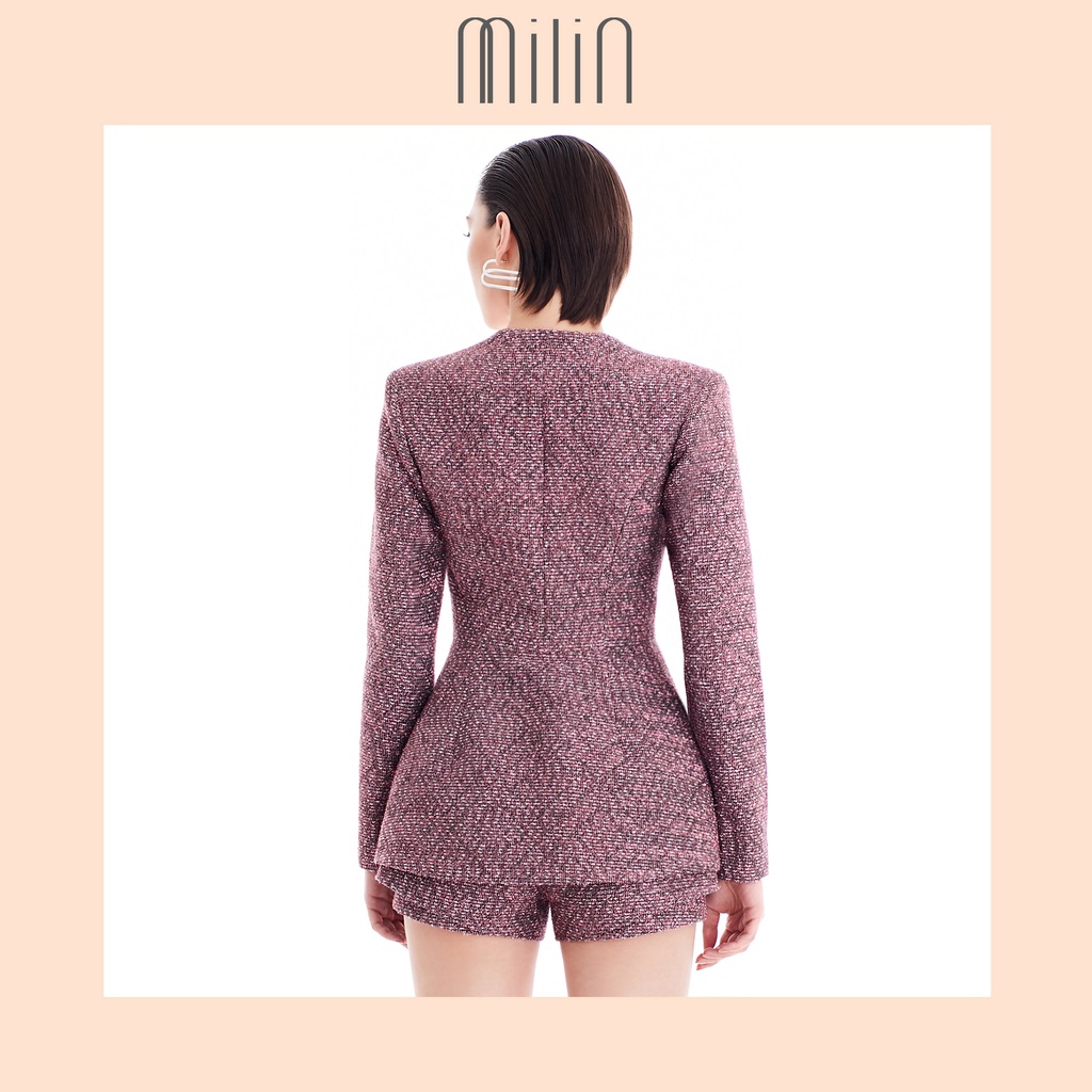 [MILIN] Juneval Jacket Collarless peplum tweed jacket เสื้อแจ็คเก็ตเพบพลัมทวีตเข้ารูป | Shopee ...