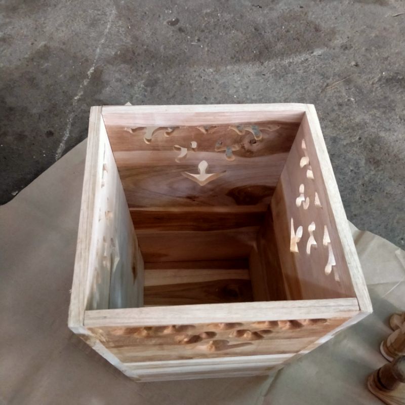 ถังขยะไม้สัก สามารถเก็บของได้ | Shopee Thailand