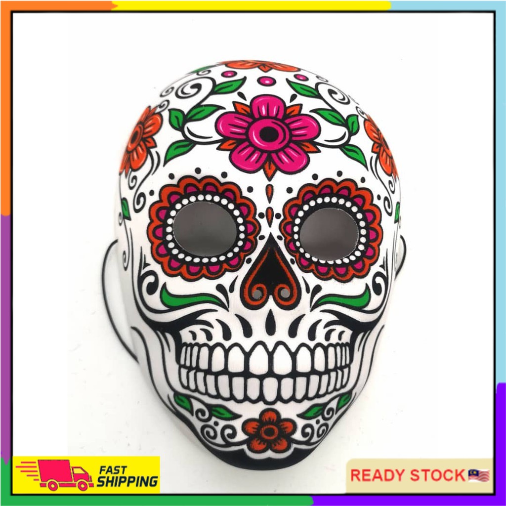 Mens Mexican Day Of The Dead Mask Skull Mask สีขาวฮาโลวีน | Shopee Thailand