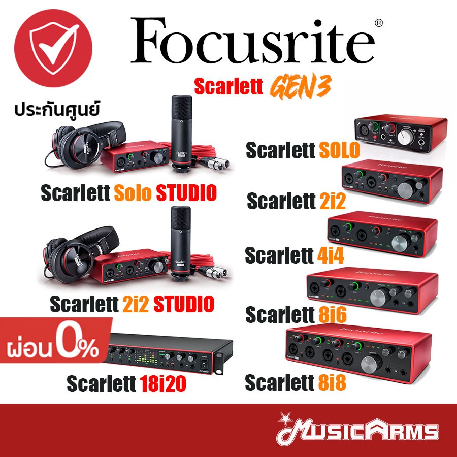 [ใส่โค้ดลด1000บ.] Focusrite Scarlett Gen 4 / Gen 3 ทุกรุ่น Solo 2i2 4i4 ...