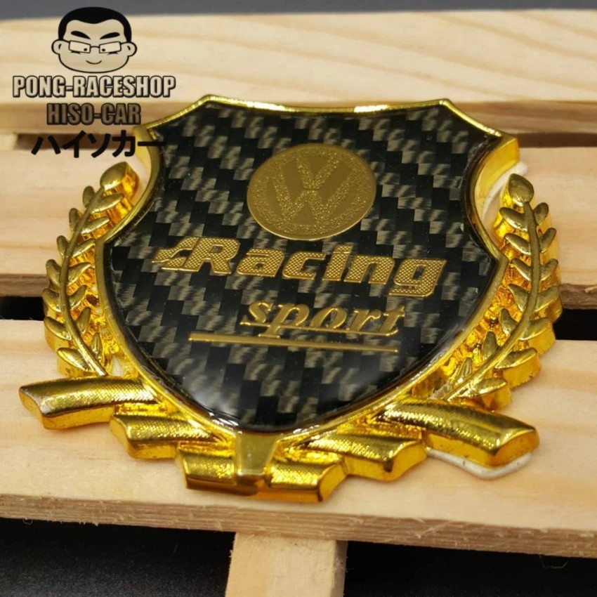 HISO-CAR VIP โลโก้ทรงโล่ล้อมช่อมะกอก ลาย โฟล์ก สีทอง #525 | Shopee Thailand