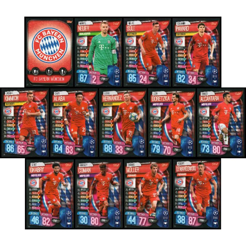 Match Attax 19/20 Bayern Munich Full Team Base Card Set 13 ใบ | Shopee Thailand