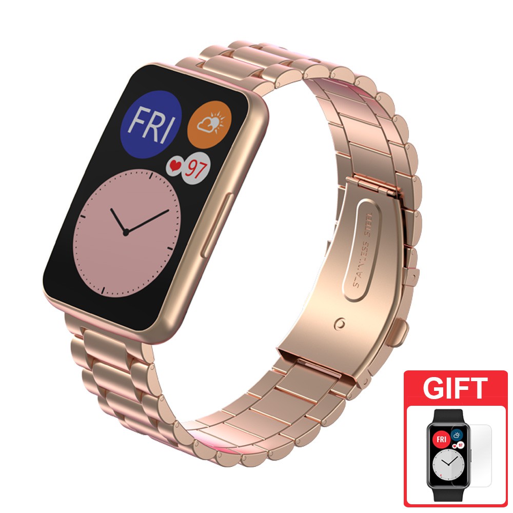 สายสแตนเลสสายนาฬิกาโลหะอุปกรณ ์ เสริมสําหรับ Huawei Watch Fit 2 3