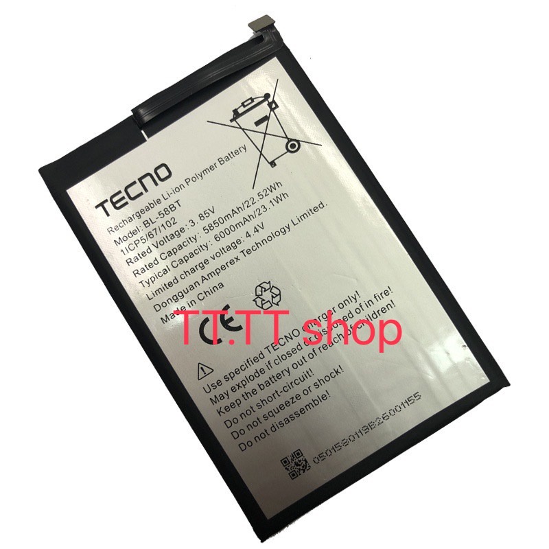 แบตเตอรี่ Tecno Spark 6 Air / Tecno Pouvoir 4 Pro BL-58BT 6000mAh รับ ...