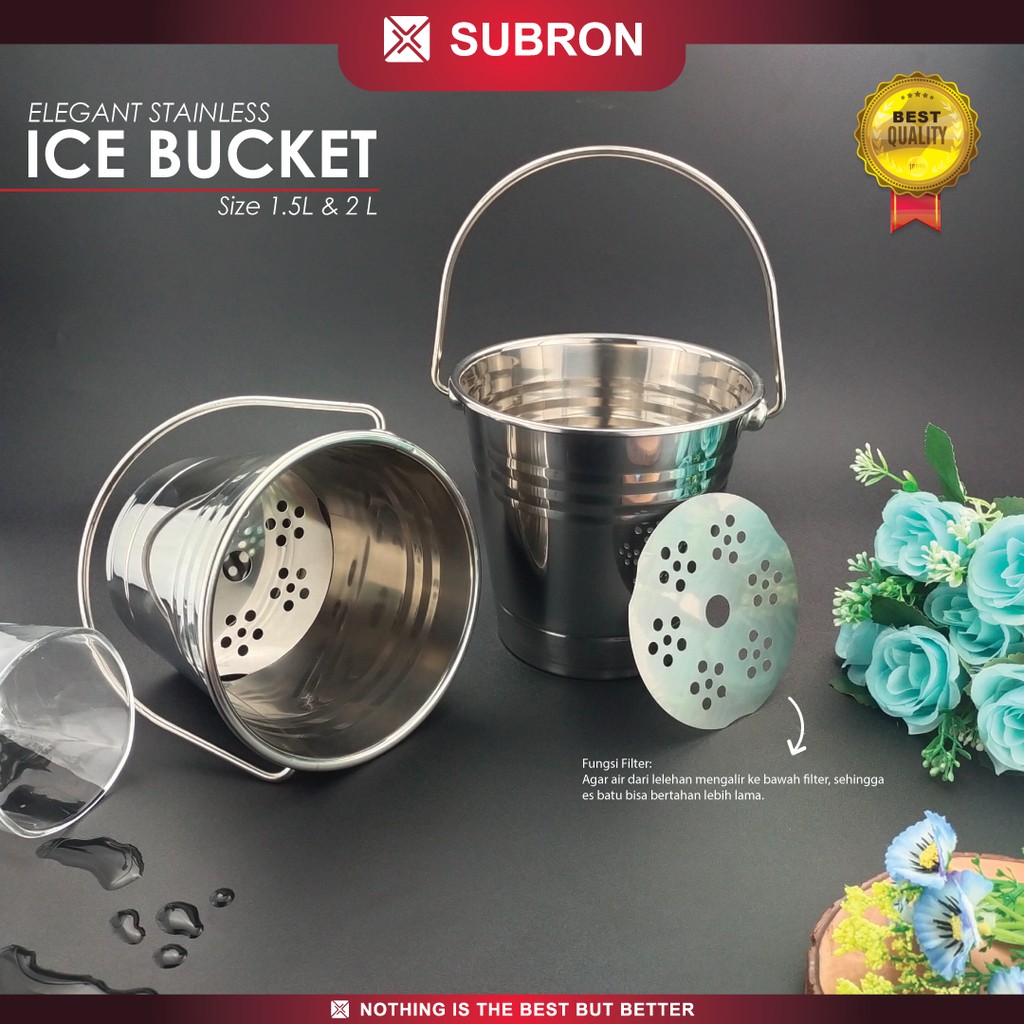 SUBRON ถังน้ําแข็งกรอง 1.5 ลิตร 2 ลิตรหนาหรูหราสแตนเลสถังน้ําแข็งไวน์ ...