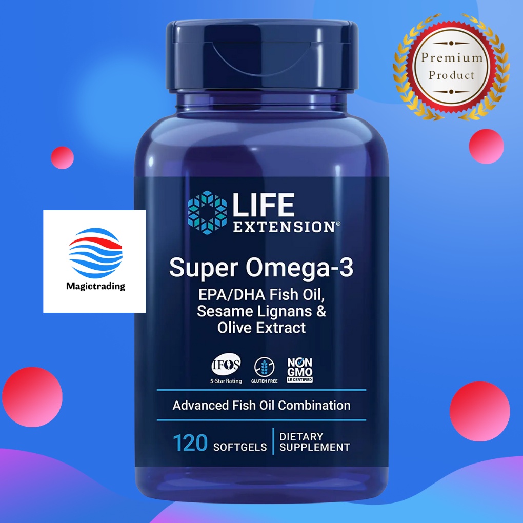 Life Extension Super Omega-3 EPA/DHA Fish Oil, Sesame Lignans & Olive Extract / 120 Softgels ...