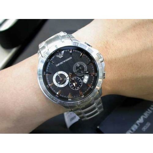 AR0636 size 46 mm. Chronograph Dial Stainless Steel Black Dial Watch Shopee Thailand