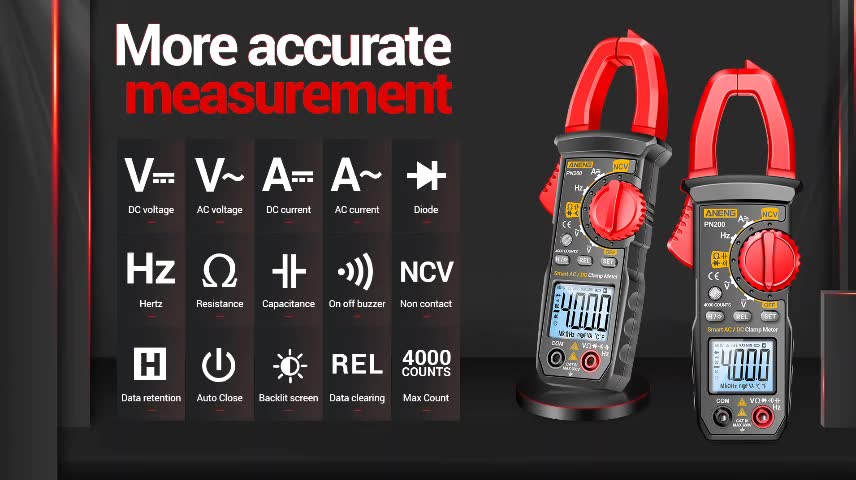 Aneng PN200 แคลมป์มิเตอร์ดิจิทัล DC/AC 600A กระแสไฟ 4000 นับ มัลติ ...