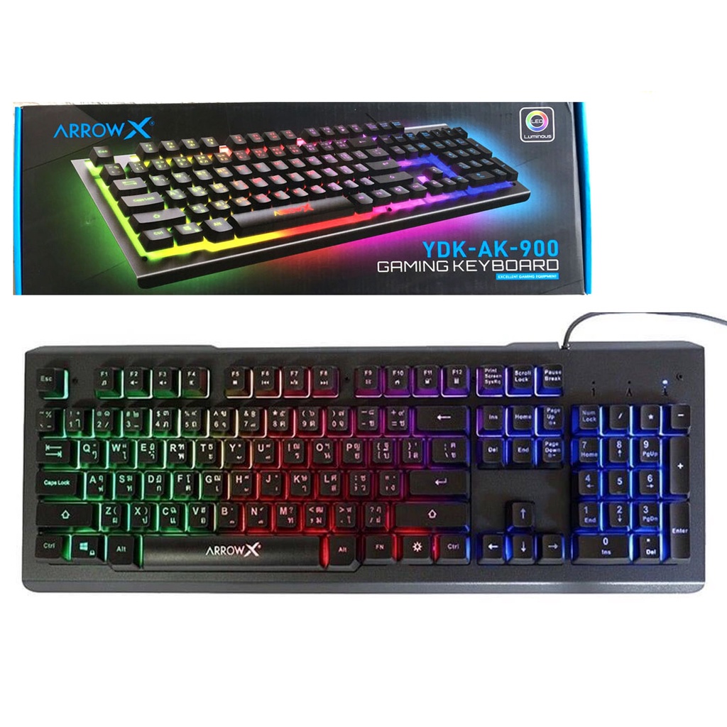 ARROW X YDK-AK-900 คีย์บอร์ด Keyboard Metallic RGB (EN/TH) Gaming แท้ ...