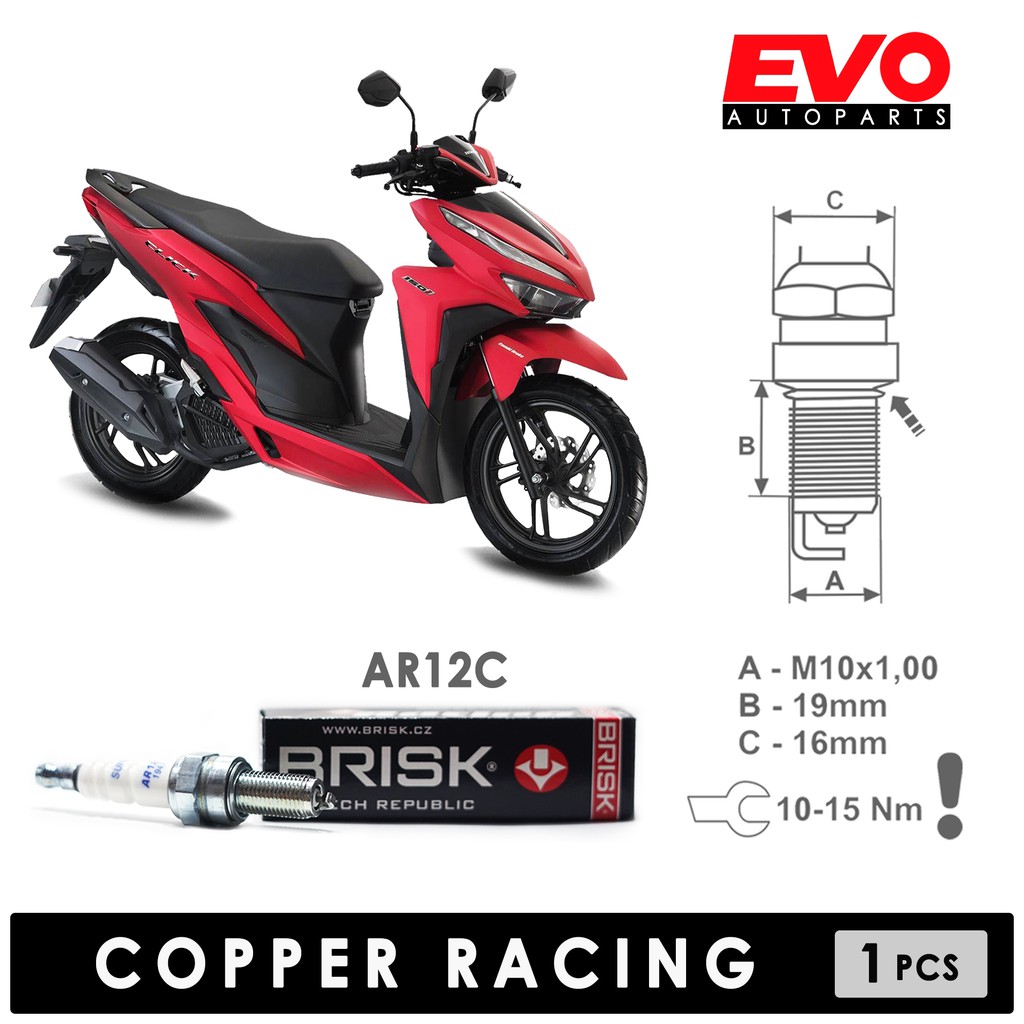 หัวเทียนทองแดง BRISK AR12C Beat Nmax Aerox R15 Vario | Shopee Thailand
