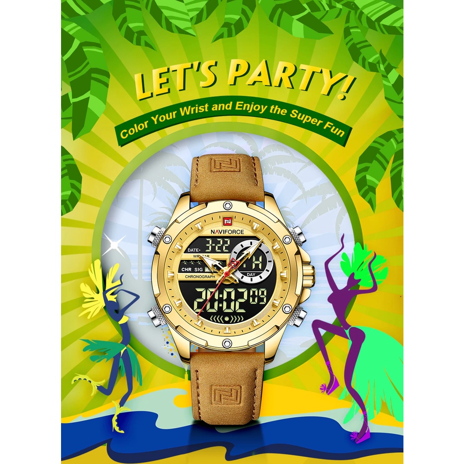 !! ใหม่ล่าสุด !! ส่งจากไทย นาฬิกา Naviforce รุ่น NF9208 G/G สีทอง 2 ...