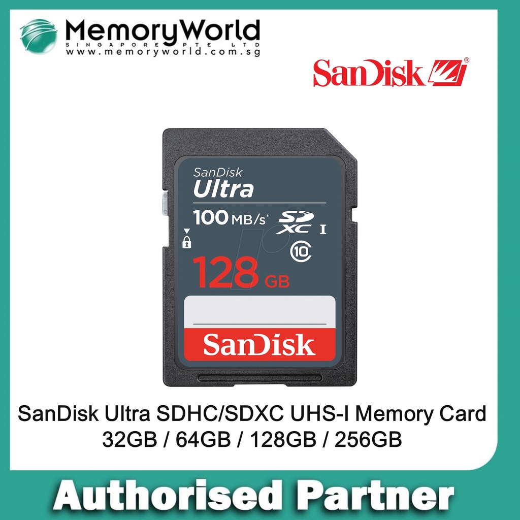Sandisk Ultra SDHC/SDXC UHS-I SD, 100MB/s R, 32GB/64GB/128GB/256GB ...