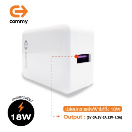 COMMY New ⚡️FLASH SALE⚡️ หัวชาร์จเร็ว18w+ฟรีสาย USB-C QC3.0 & Super Charge & Vooc หัวปลั๊ก ...