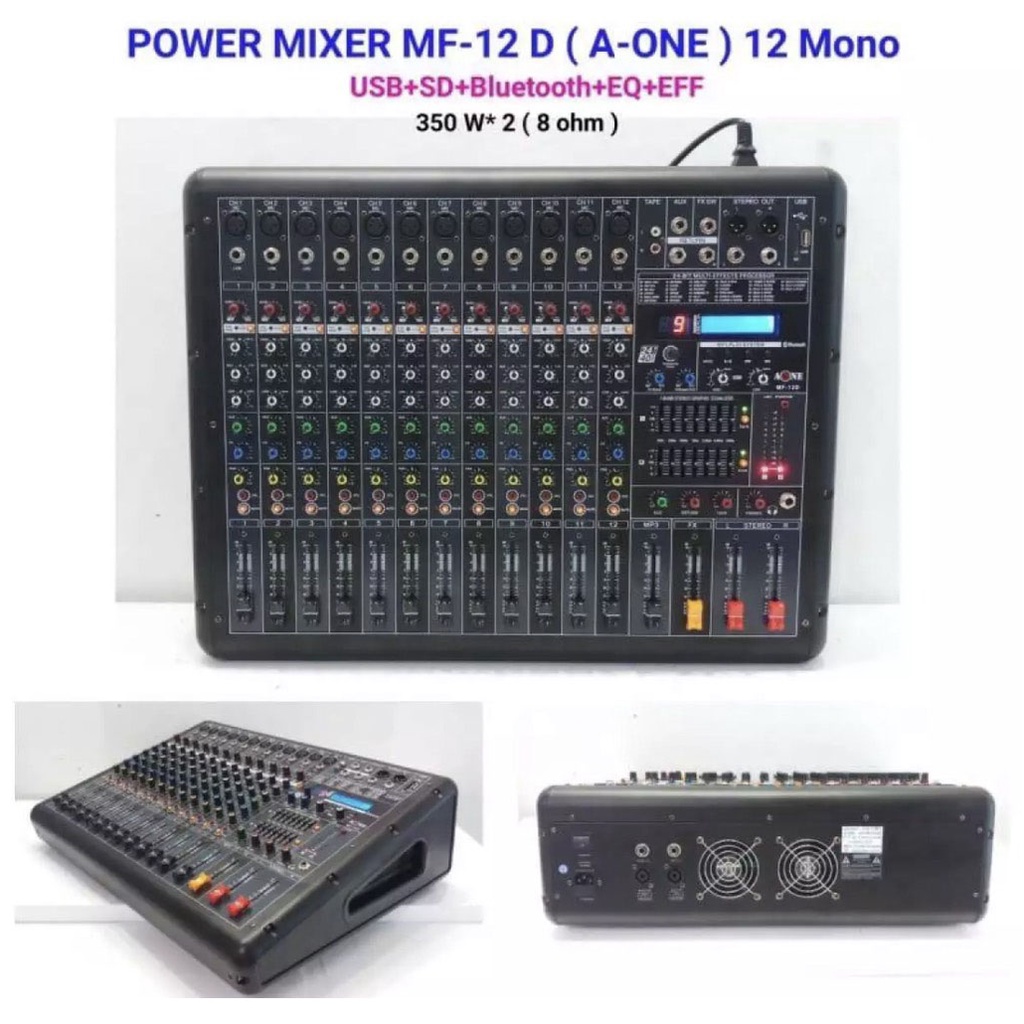 เพาเวอร์มิกเซอร์ ขยายเสียง700W 12CH Power mixer MF-12D ( 12 channel ...