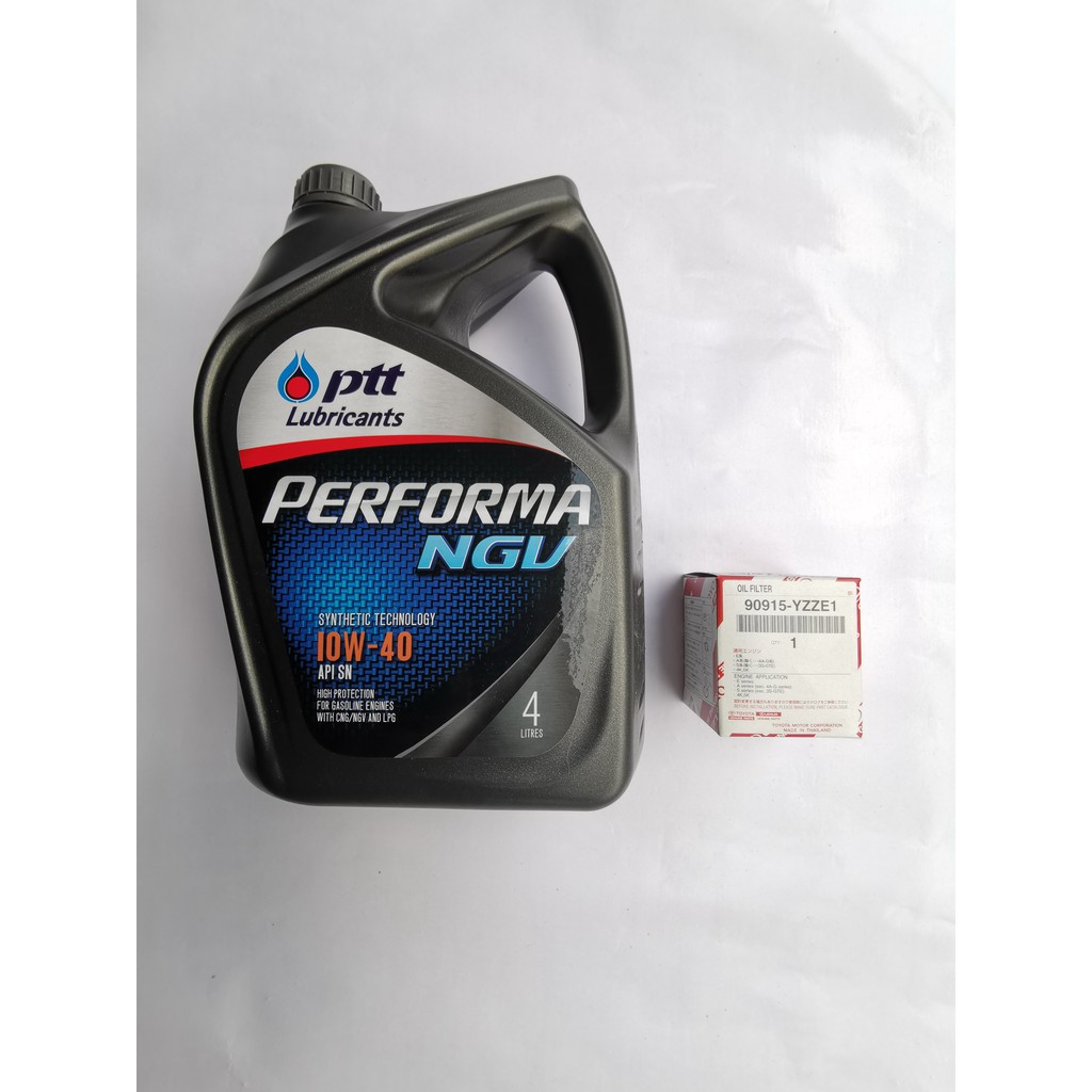 PTT Performa NGV 10W40 สำหรับเครื่องยนต์ติดแก้ส 4 ลิตร + กรองน้ำมันเครื่อง TOYOTA 16 วาว์ล แท้ ...