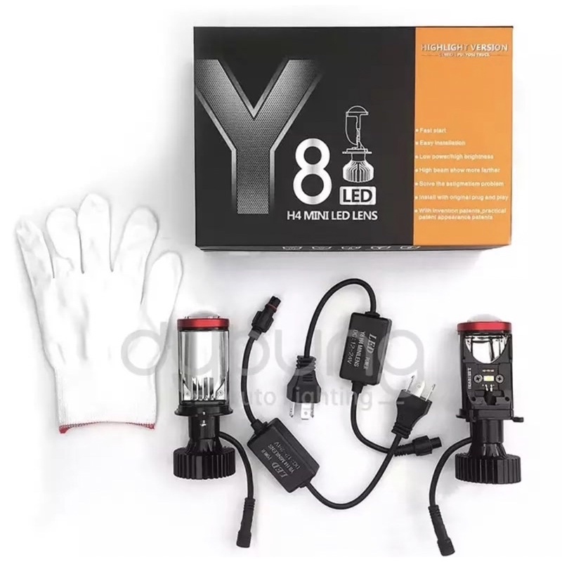 1คู่ หลอดไฟรถยนต์ LED Y8 ของแท้ รับประกัน 1 ปี สินค้ามีพร้อมส่ง ขั้ว H4 ...
