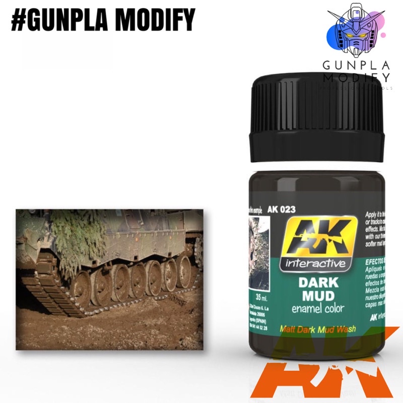AK INTERACTIVE (AK023) Dark Mud สีอินาเมล Matt Dark Mud Wash สำหรับงานเวเทอริ่ง ขนาด 35 ml ...