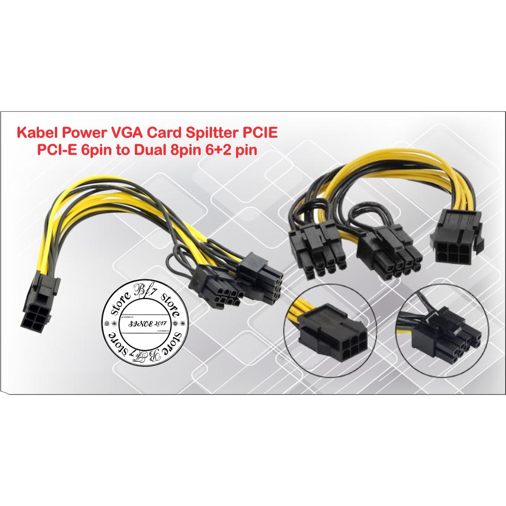 6pin to Dual 8pin 6+2 pin VGA Splitter Power Cable | Shopee Thailand