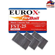 EUROX ตะปูยิงคอนกรีต ลูกแม็ก ปืนลม ชนิด ขาเดี่ยว(ลูกสีดำ) รุ่น FST 25 (ขนาด ยาว 25 มม., 1000ตัว ...