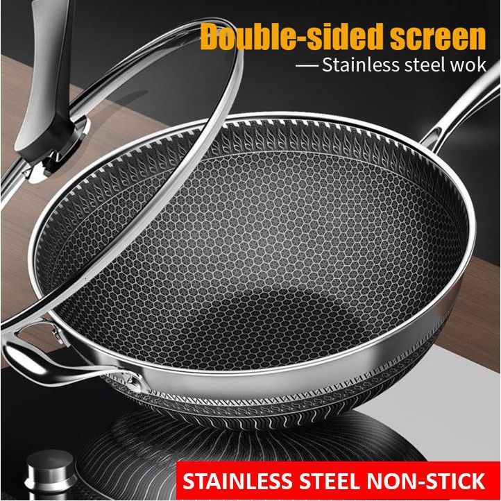 ข้อเสนอพิเศษ ★SG Warranty★ New Non-stick Pan Double-sided Honeycomb 304 ...