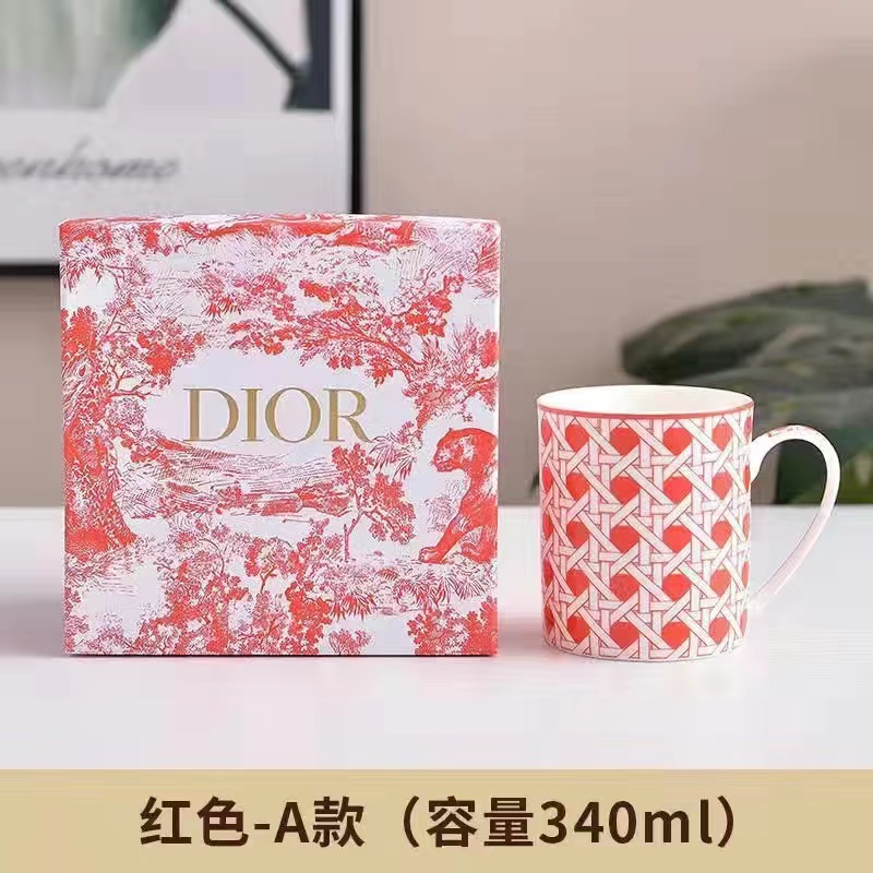 Dior mug bone china home breakfast cup couple coffee milk cup gift box ...