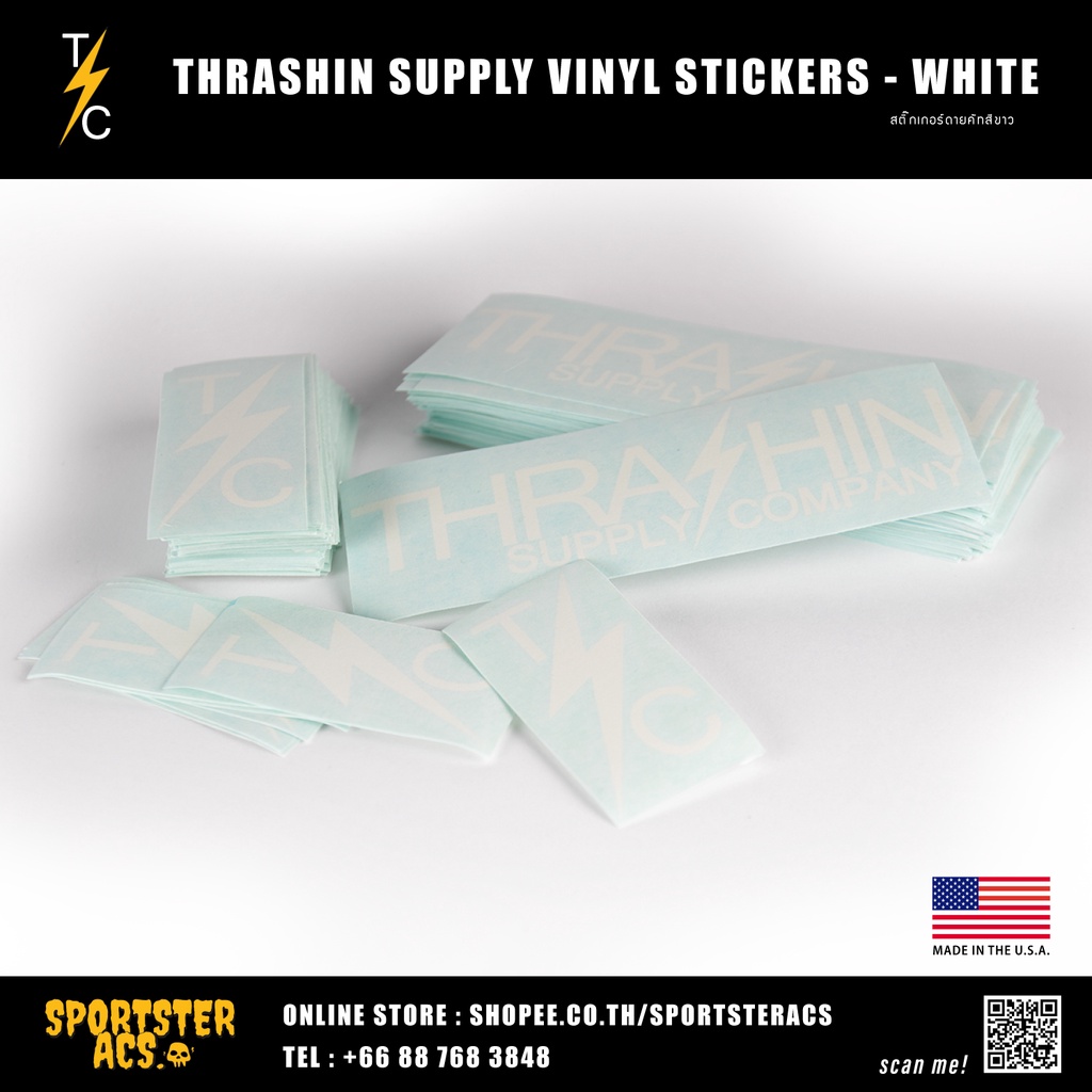 Thrashin Supply Vinyl Stickers - White ชุดสติ๊กเกอร์ของแท้ | Shopee ...