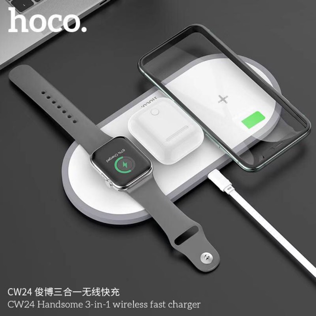 Hoco CW24 3in1 แท่นชาร์จไวเล็ตไร้สาย ของแท้100% | Shopee Thailand