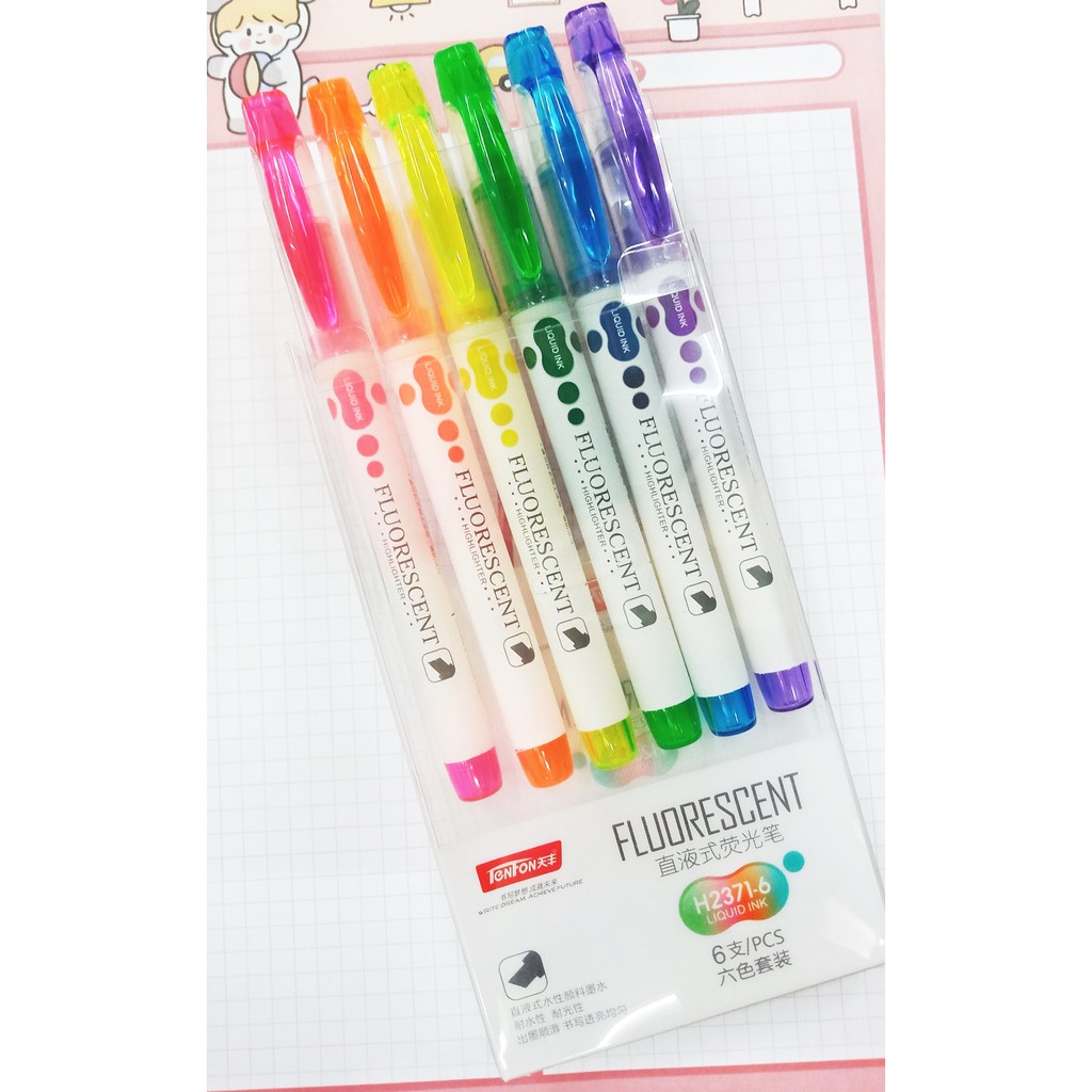 ปากกาเน้นข้อความ TenFon Fluorescent Liquid Ink H2371-6 | Shopee Thailand