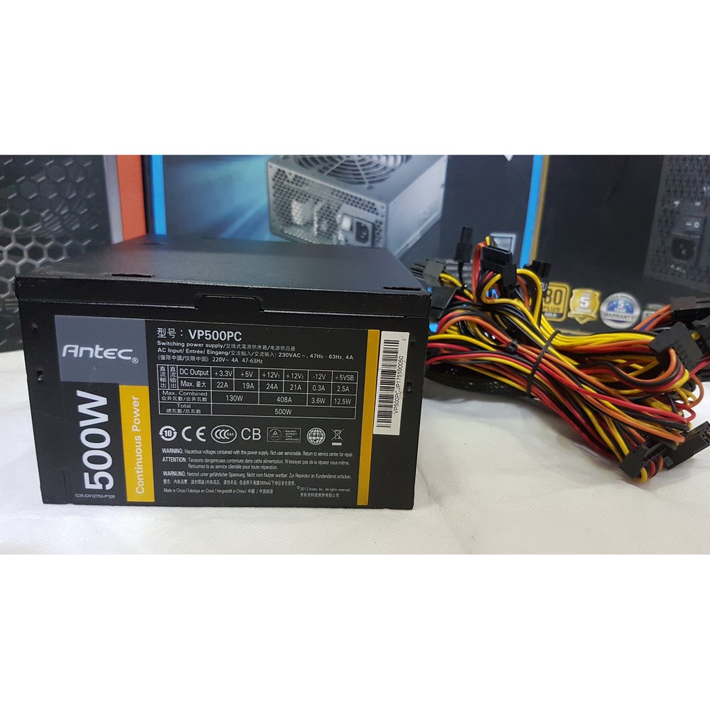 PSU ประกัน 2เดือน Antec VP500PC 500W 80+White มือ2 / power supply ...