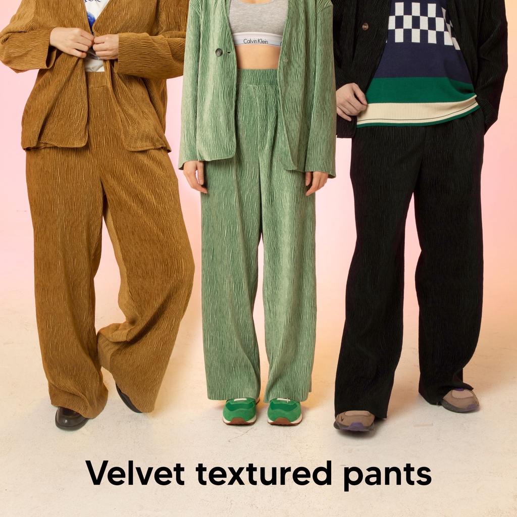 Vineca Velvet Textured Pants | Shopee Thailand