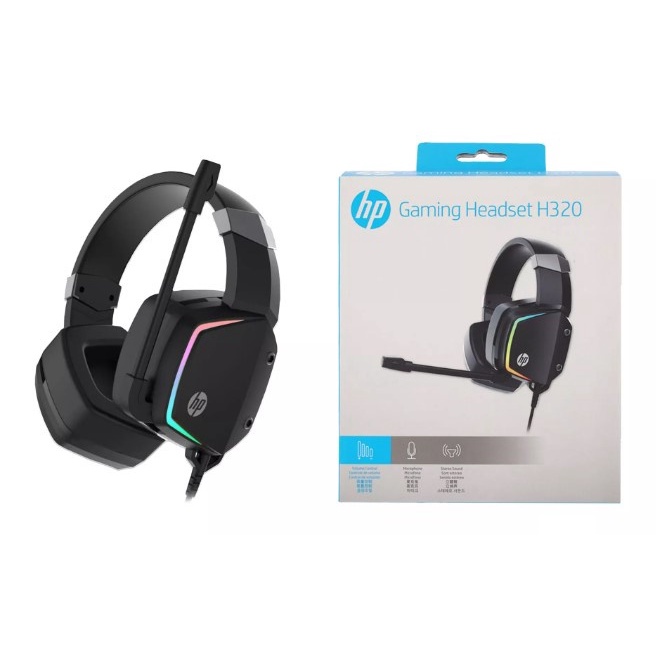 HP H320 Headset Gaming หูฟังระบบสตอริโอ เอฟเฟค LED ลำโพงขนาด 50 มม. รองรับเสียงแบบสมจริง รับ ...