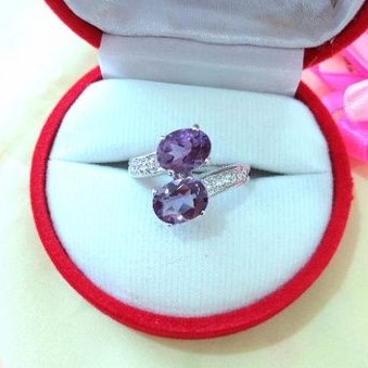 แหวนเงินแท้ พลอยแท้ อะเมทิส เคลือบทองคำขาว | Shopee Thailand