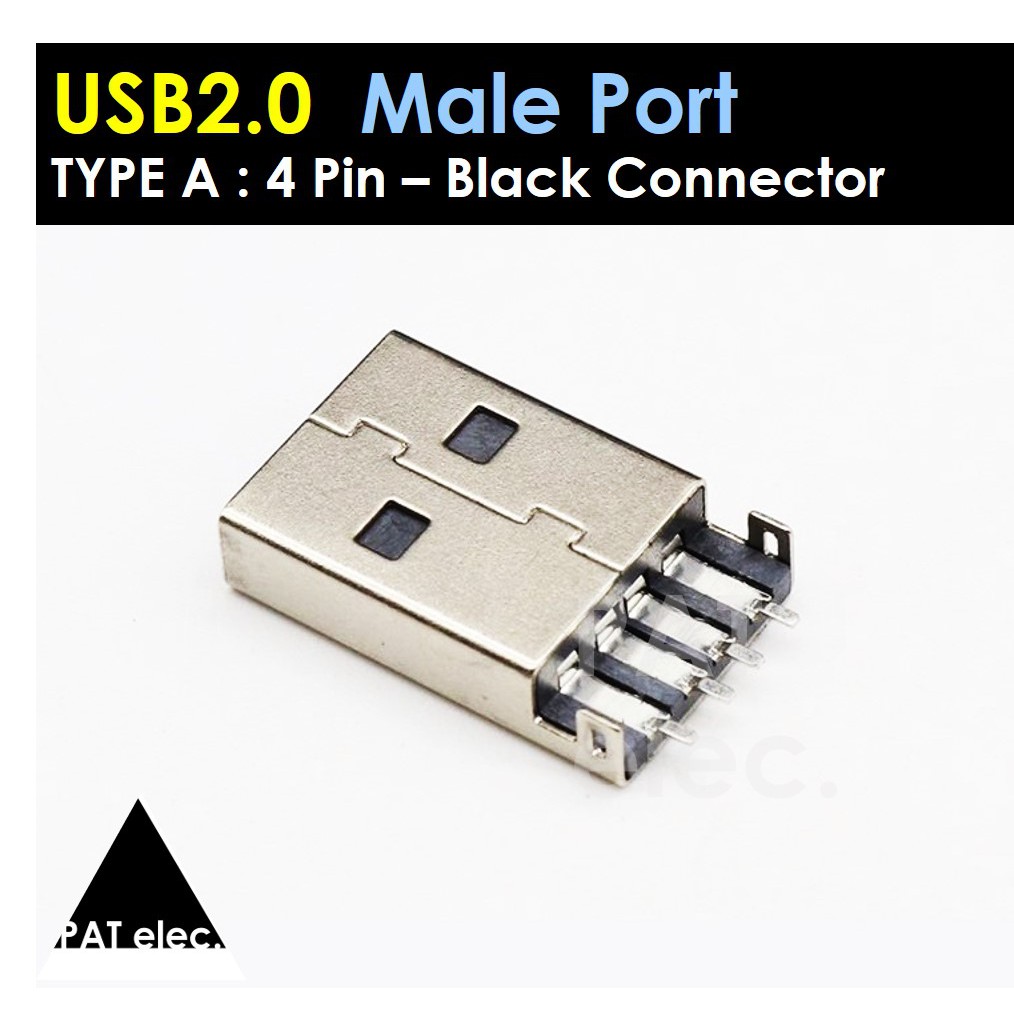 สีดำ Black - USB2.0 4pin Jack Male Socket Connector A Type Male Plug ...