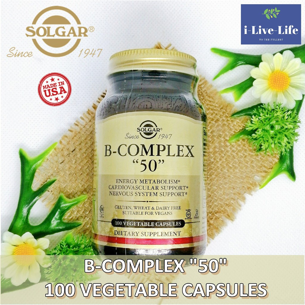 Solgar - B-Complex 50 100 Vegetable Capsules วิตามินบีคอมเพล็กซ์ ...