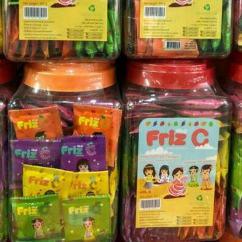 Friz C เม็ดเคี้ยวรสผลไม้รวมบรรจุ 100 ซองต่อ 1 กระปุก | Shopee Thailand