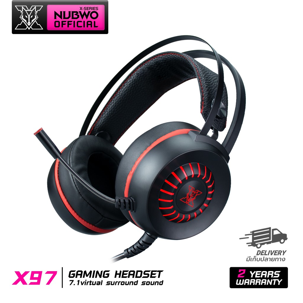 NUBWO Red USB GamingHeadset 7.1 surround ง ไมค์หูฟัง โปรแกรมได้ปรับแต่งเสียงได้ ของแท้ 100% รุ่น ...