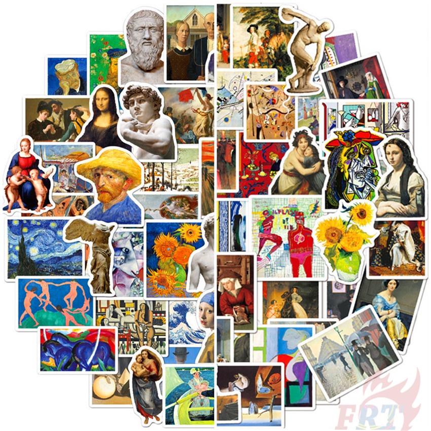 104Pcs/Set Famous Paintings & Celebrity Series B Stickers Van Gogh Mona ...