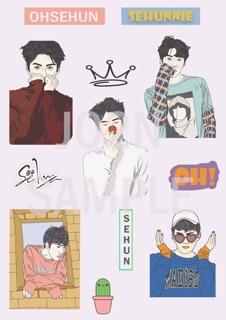 SEHUN Sticker fanart & postcard สติ๊กเกอร์ แฟนอาร์ต โปสการ์ด เซฮุน ...