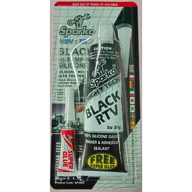 SPARKOกาวปะเก็นสีดำ กาวดำBLACK RTV HI-TEMP SILICONEของแท้100%ขนาด85กรัม ...