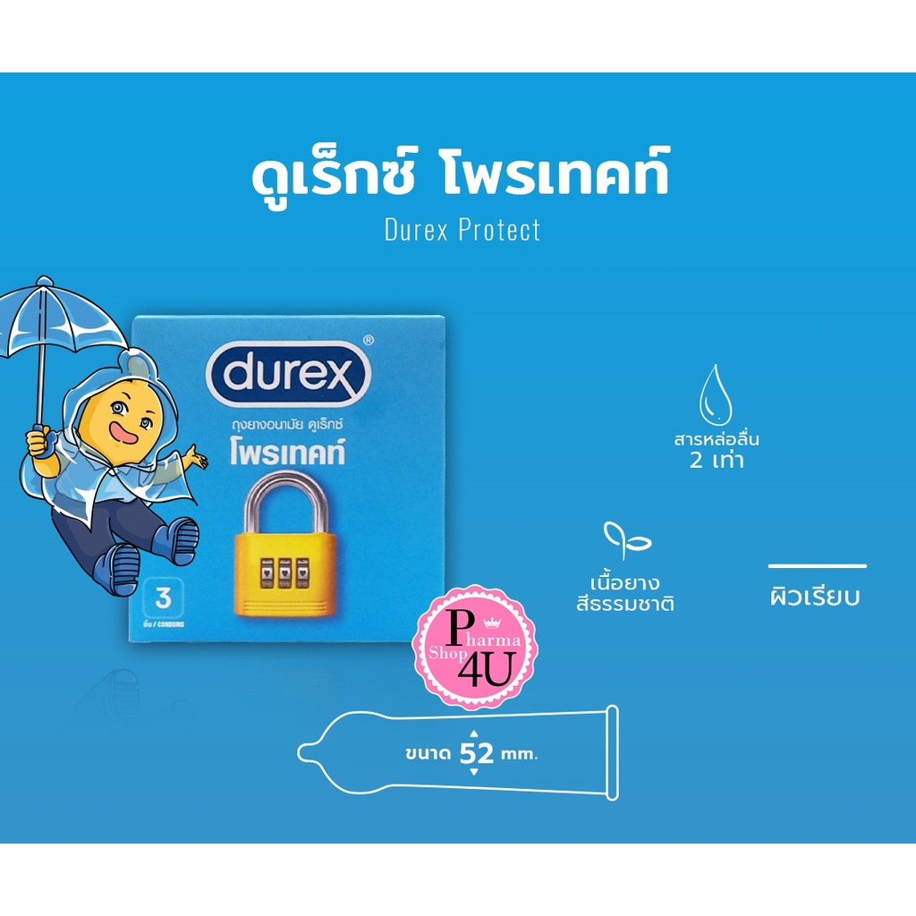 Durex Protect ถุงยางอนามัย ดูเร็กซ์ โพรเทคท์ 52.5มม. ขนาด 52.5 มม. หนา 0.06 มม. #10099 | Shopee ...