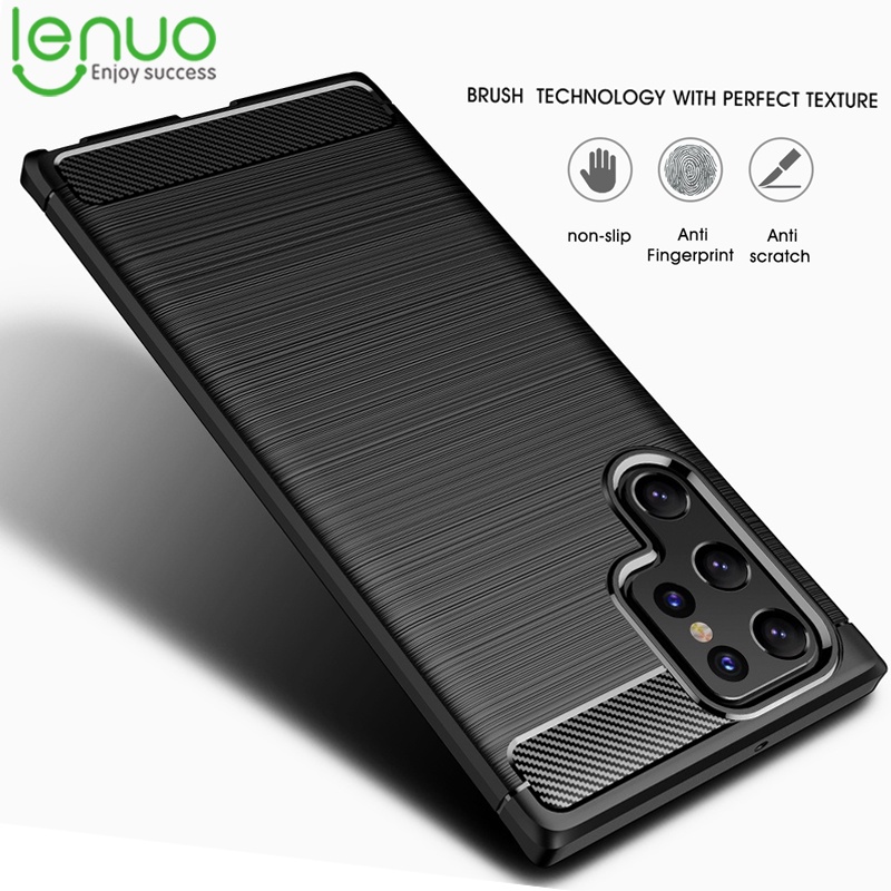 เคสโทรศัพท์ ซิลิโคนนิ่ม กันกระแทก ลายคาร์บอนไฟเบอร์ สําหรับ Samsung Galaxy S22 Ultra S22 Plus ...