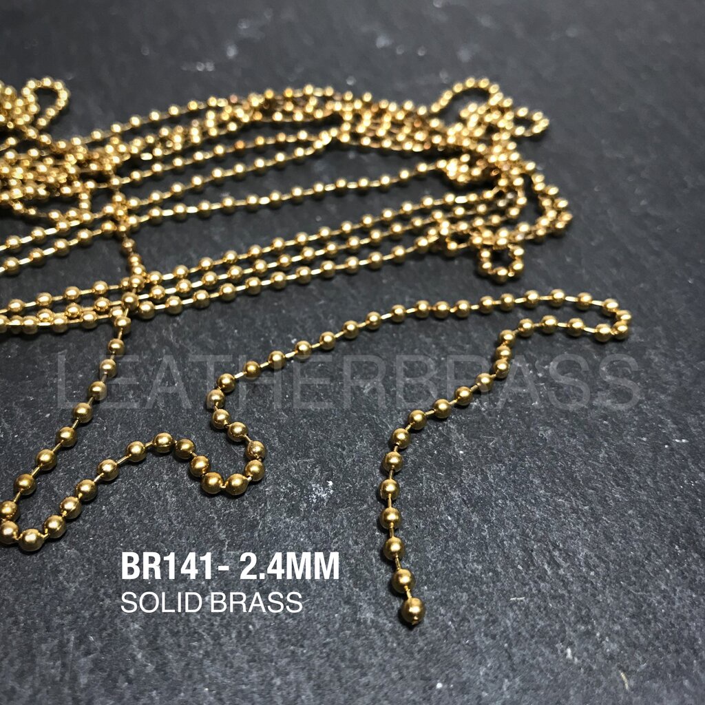 BR141-2.4 โซ่ไข่ปลา ขนาด 2.4 ทองเหลืองแท้ โซ่คล้องป้าย leatherbrass**ราคาต่อเมตร** | Shopee Thailand
