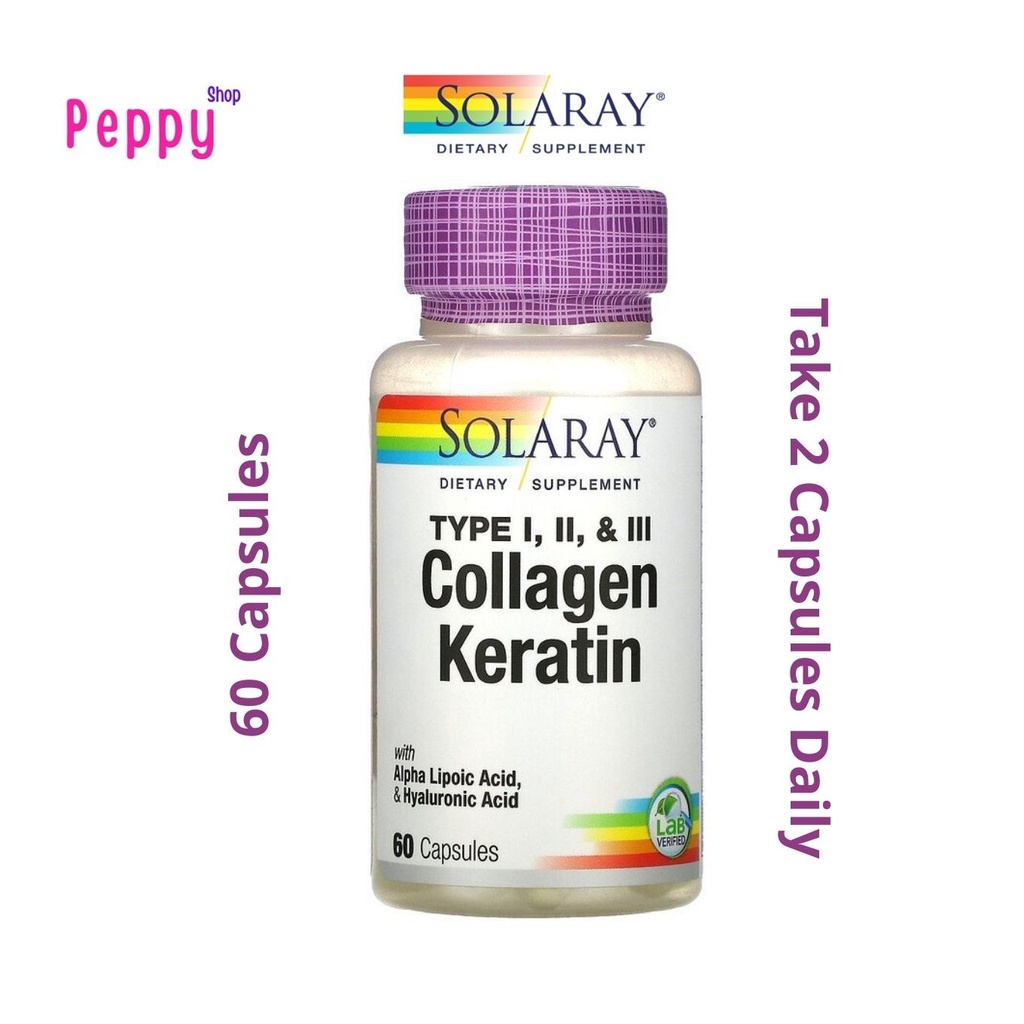 Solaray Collagen Keratin Type I, II, III 60 Capsules คอลลาเจน 60 แคปซูล ...