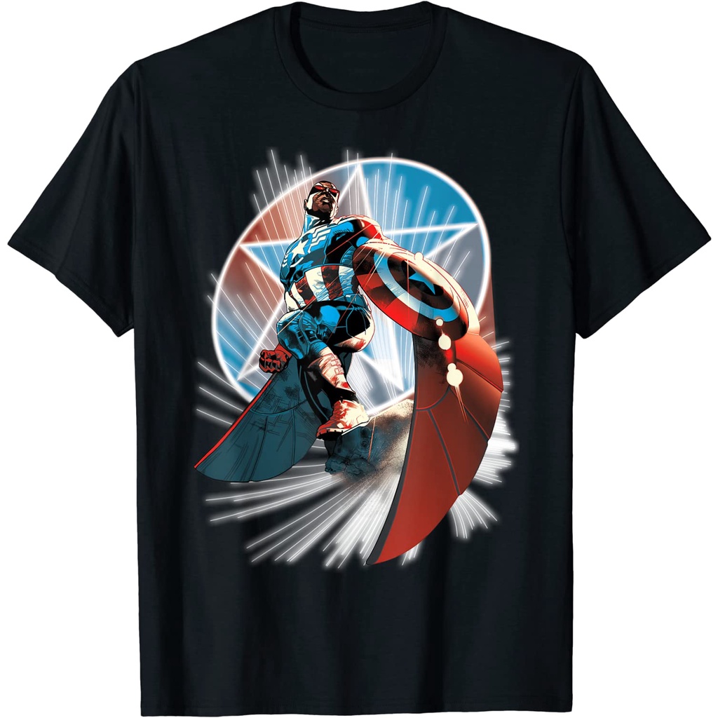 เสื้อยืดโอเวอร์ไซส์เสื้อยืดแขนสั้น พิมพ์ลาย Capn America Hands Helmet ...