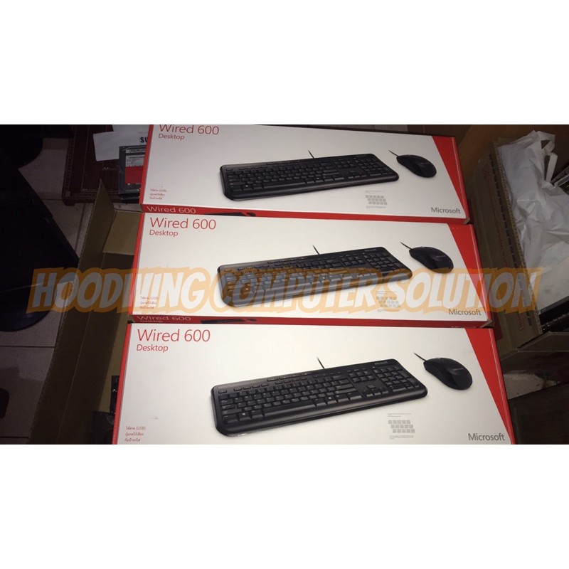 คีย์บอร์ดและเม้าส์ Microsoft Wired 600 Desktop | Shopee Thailand