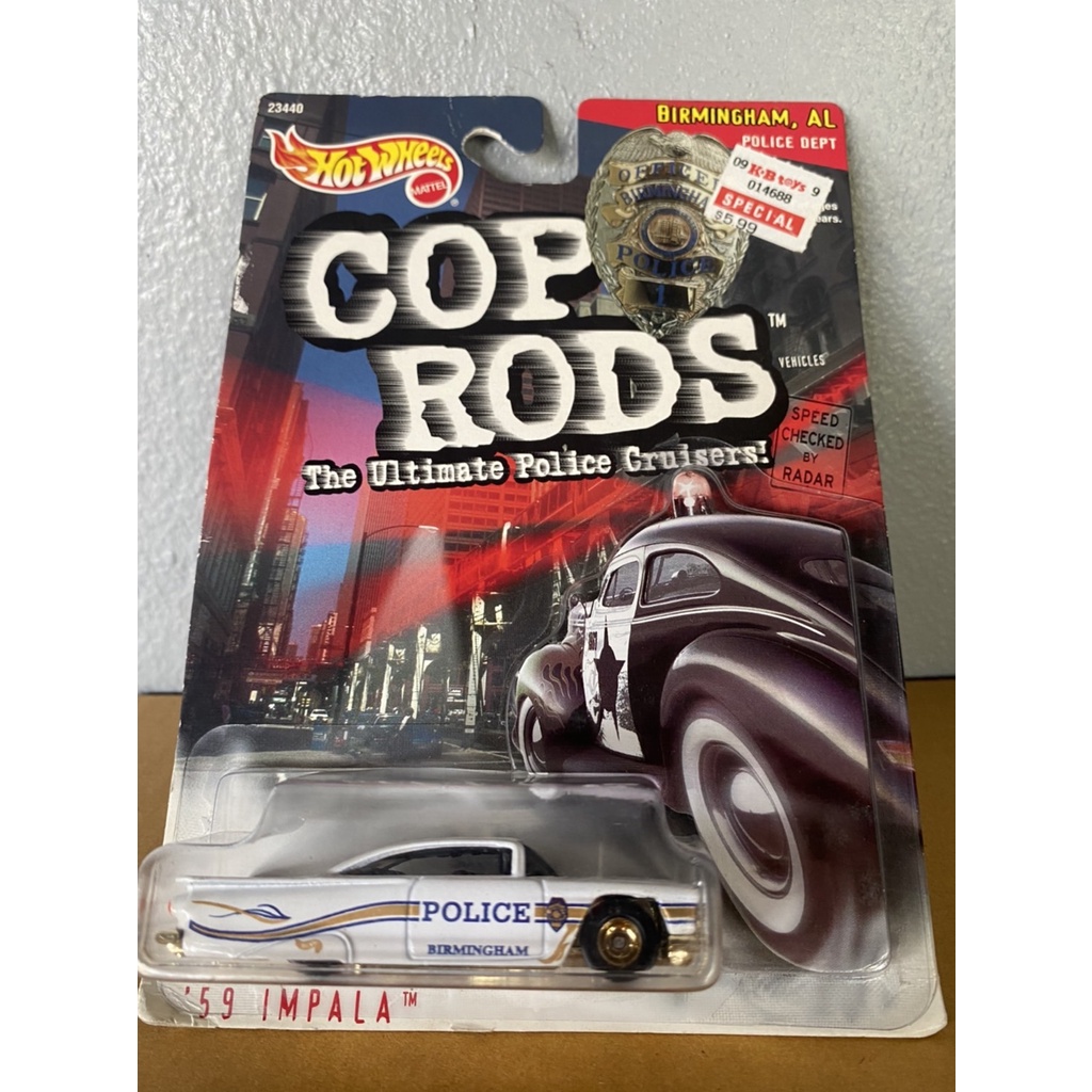 HOT WHEELS POLICE COP RODS '59 IMPALA LOWRIDER GOLD RIMS BIRMINGHAM ...