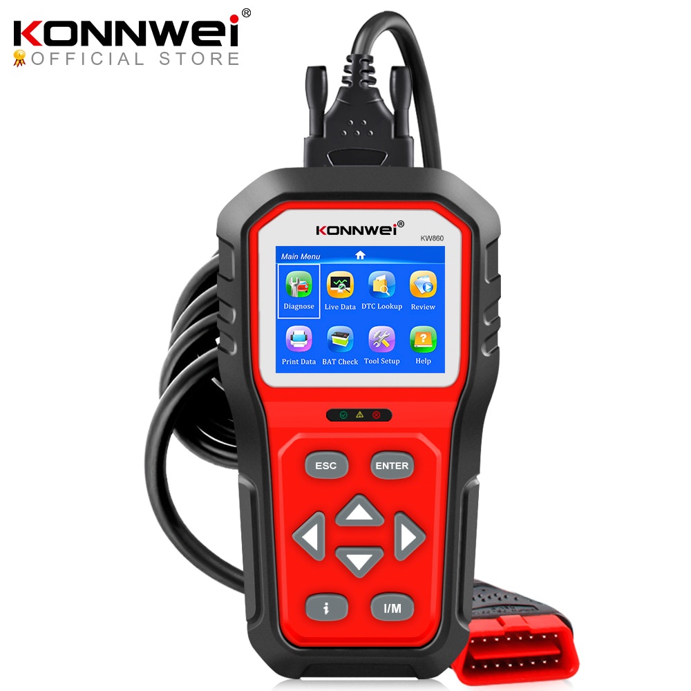 Konnwei KW860 Obd2 เครื่องสแกนเนอร์รถยนต์ Obd 2 ยานยนต์เครื่องมือวินิจฉัยเต็มรูปแบบ Obd2 ...