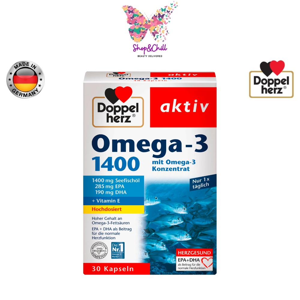 โอเมกา-3 1,400 มก. Doppelherz aktiv Omega-3, 1400 mg 30 Capsules ...