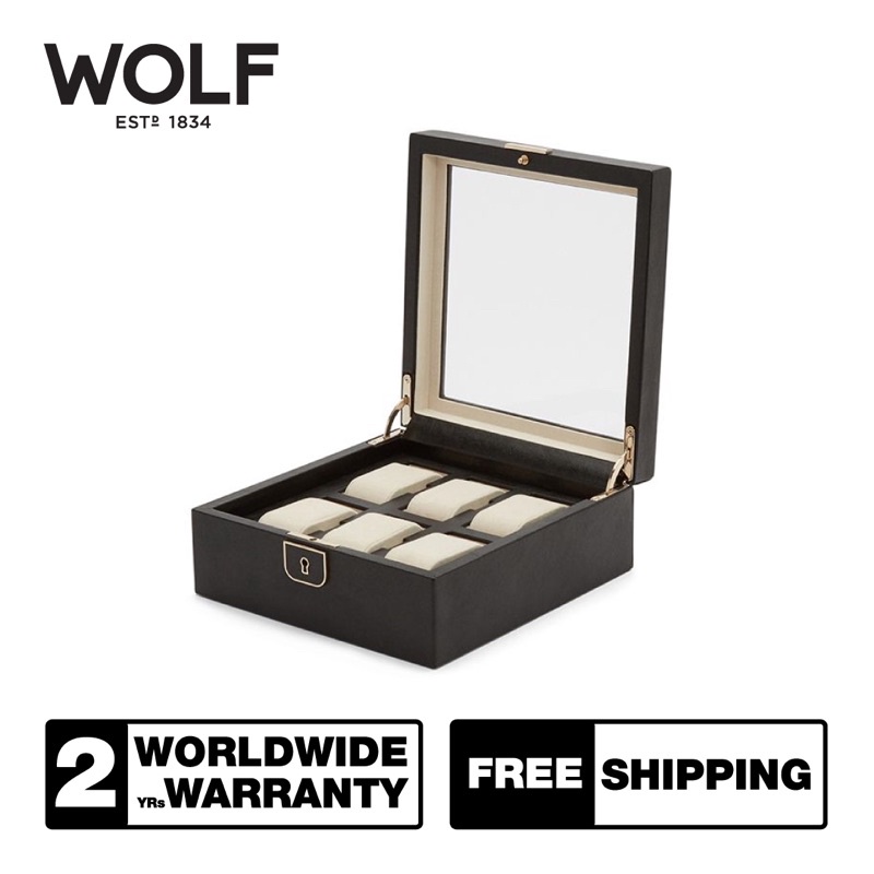 กล่องหมุน กล่องนาฬิกา WOLF1834 รุ่น Palermo 6 Piece Watch Box (Black Anthracite) | Shopee Thailand